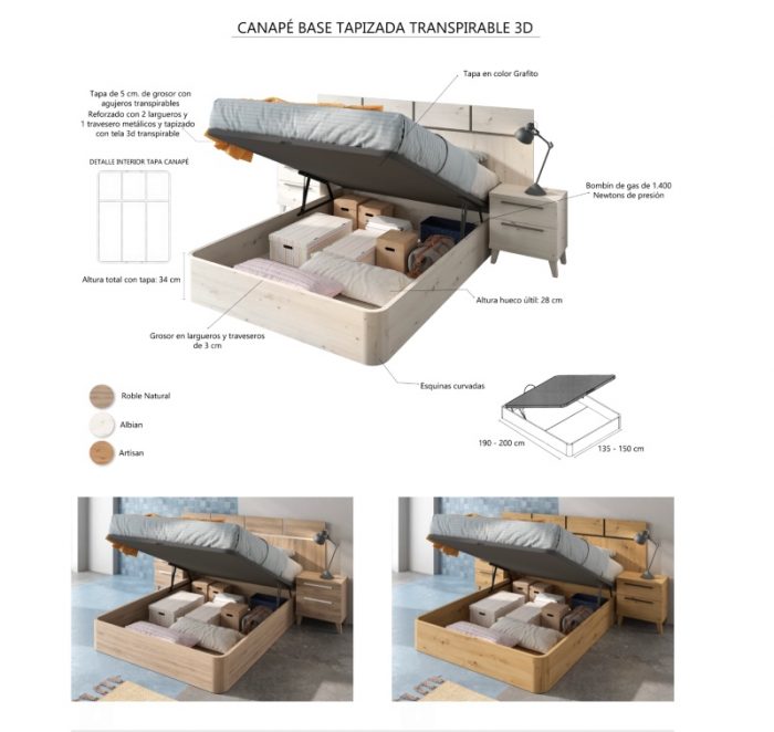 Dormitorio de matrimonio RAMIS Canape abatible.